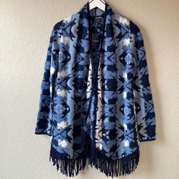 Lucky Brand | Sweaters | Nwt Lucky Brand Aztec Print Blanket Fringe ...